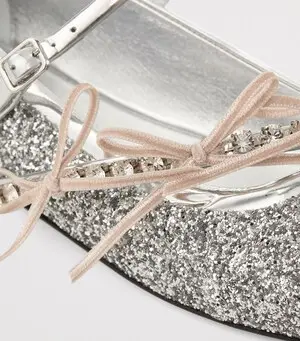 JIMMY CHOO Loli Glitter Ballerina Flats - Silver