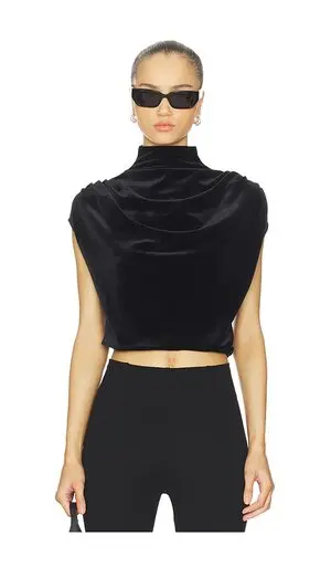 Commando Velvet Draped Mockneck Crop Top - Black