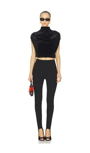 Commando Velvet Draped Mockneck Crop Top