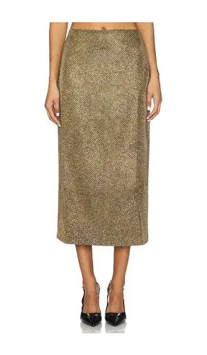 PatBO Metallic Weave Midi Skirt - Gold