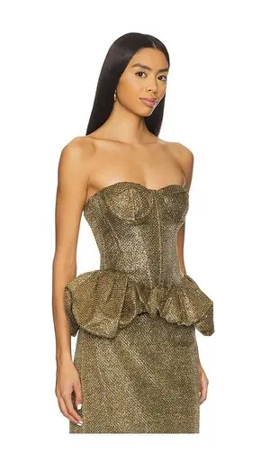 PatBO Metallic Weave Peplum Top