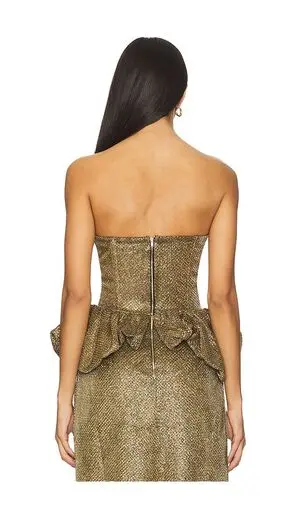 PatBO Metallic Weave Peplum Top