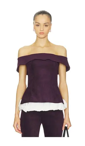 MAUDE CLUB Ivy Velvet Top - Maroon
