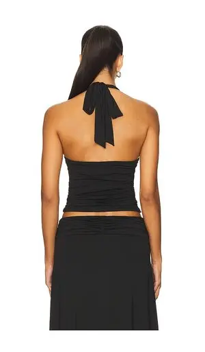 RUNAWAY THE LABEL Indiana Keyhole Halter Top With Silver Tone Detail - Black