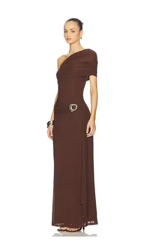RUNAWAY THE LABEL Kassi Draped One Shoulder Midi Dress