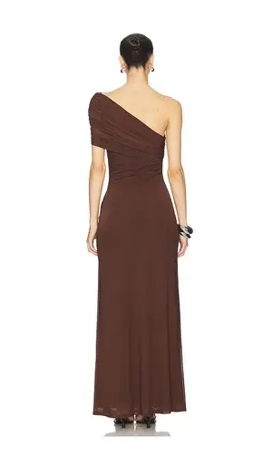 RUNAWAY THE LABEL Kassi Draped One Shoulder Midi Dress