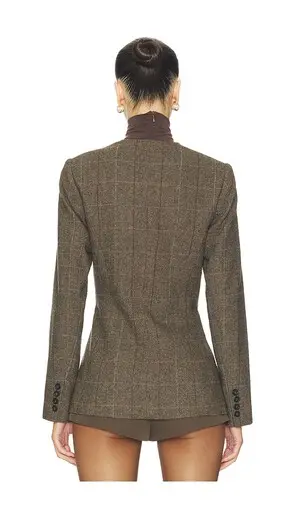 FAVORITE DAUGHTER Spencer Jacket With Button Detail - Mocha Plaid