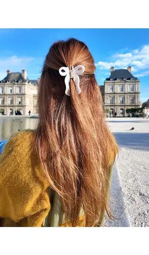 SOLAR ECLIPSE Hand-painted Coquette Bow Claw Clip - White