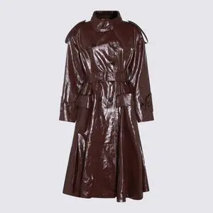 Chloé Leather Trench Coat - Deep Purple