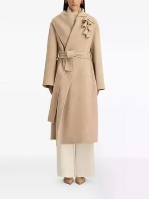 Oscar De La Renta Embroidered Belted Coat