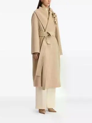 Oscar De La Renta Embroidered Belted Coat