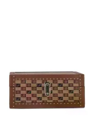 Moreau Woven Studded Jewelry Box - Brown