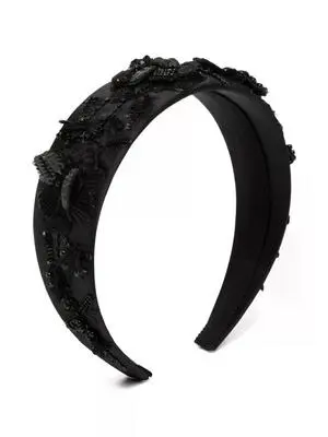 JENNIFER BEHR Floral Beaded Headband - Black