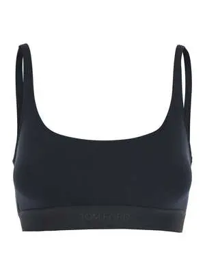 TOM FORD Bralette Top With Scoop Neck And Logo Lettering On The Front In Modal Stretch - Black