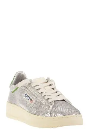 AUTRY Dallas Sequinned Low Top Sneakers - Silver/green