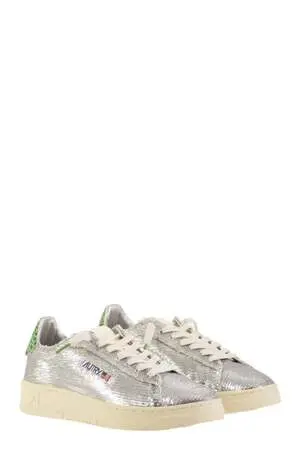 AUTRY Dallas Sequinned Low Top Sneakers - Silver/green