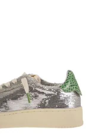 AUTRY Dallas Sequinned Low Top Sneakers - Silver/green