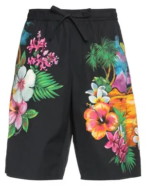 Dolce & Gabbana Cotton Hawaiian Print Bermuda Shorts - Black