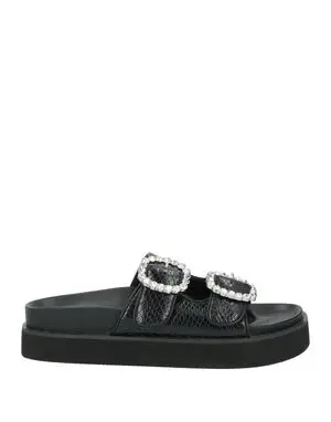 Maje Leather Embellished Flatform Sandals