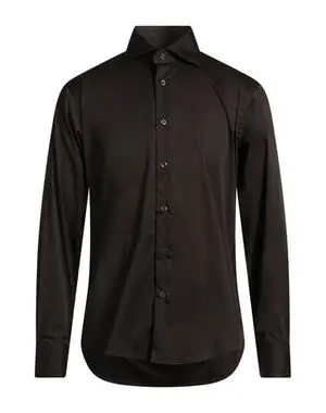 Brian Dales Man Shirt Black Size 15 ¾ Cotton, Polyamide, Elastane Brown
