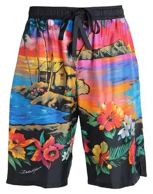 Dolce & Gabbana Multicolor Floral Print Silk Blend Bermuda Shorts