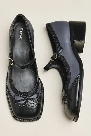 Maeve Maeve Bow Mary Jane Heeled Brogues Grey