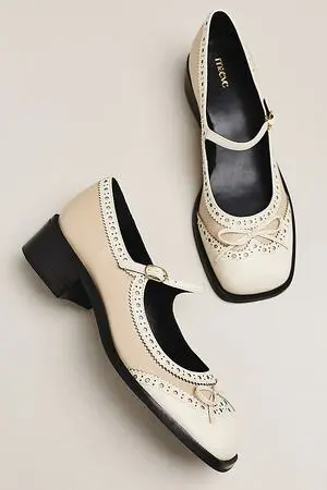 Maeve Maeve Bow Mary Jane Heeled Brogues Tan