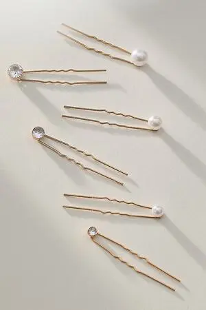 Anthropologie Crystal And Hair Pins - Pearl