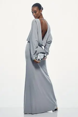 Misha Collection Zephyr Long-Sleeve Jersey Maxi Dress In Grey - 33