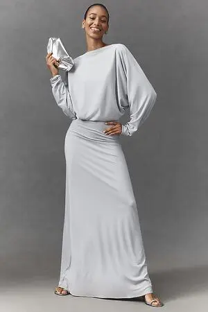 misha grey dress Misha Collection Zephyr Long-Sleeve Jersey Maxi Dress In Grey - 33% Off