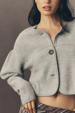 Maeve Puff-sleeve Wool Cardigan Sweater