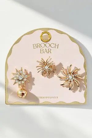 Anthropologie Set Of Three Festive Cheer Brooches - Ornaments