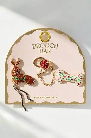 Anthropologie Animal Brooches Set - Festive Dachschund