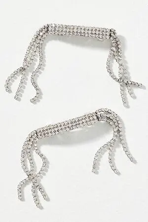 Anthropologie Crystal Barrettes Set Of 2 - Silver