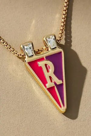 Anthropologie Collegiate Flag Monogram Charm Necklace - R
