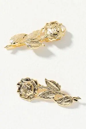 EPONA VALLEY Rosa Brooches, Set Of 2 - Gold
