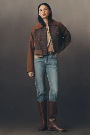 Anthropologie Plaid Crop Utility Jacket