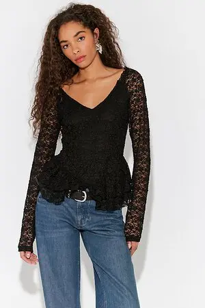 Long Sleeve Lace Up Tops