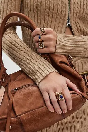 Free People Ring Set - Gold/lapis