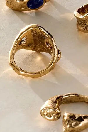 Free People Ring Set - Gold/lapis
