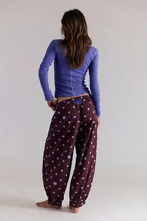 Free People On Repeat Pj Pants - Dots - Chocolate Combo