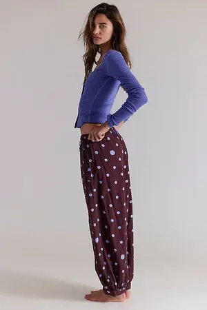 Free People On Repeat Pj Pants - Dots - Chocolate Combo