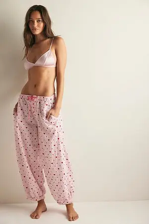 Free People On Repeat Pj Pants - Striped Hearts - Electric