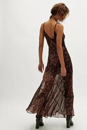 NIGEL PRESTON Paisley Patch Maxi Dress - Black/brown