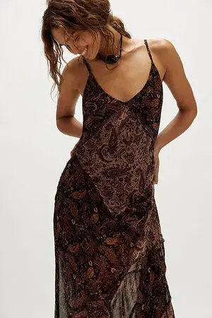 NIGEL PRESTON Paisley Patch Maxi Dress - Black/brown