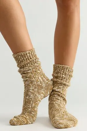 Free People Thunders Love Flame Crew Socks Camel
