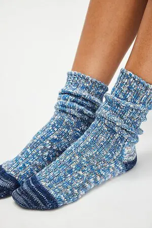 Free People Thunders Love Flame Crew Socks Winter Blue