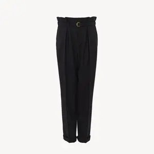 Chloé High-rise Wide-leg Grain De Poudre Wool Trousers