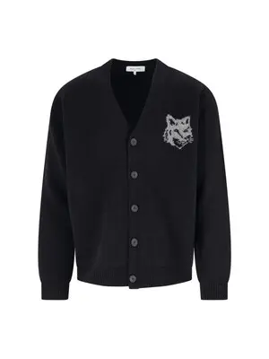 Maison Kitsuné Fox Head Cardigan - Black