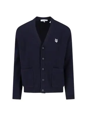 Maison Kitsuné Fox Head Cardigan - Blue